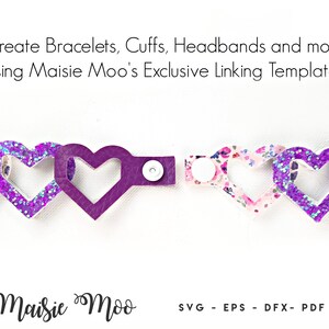 Heart Link De Link SVG Template Bracelet SVG | Valentine Faux Leather ...