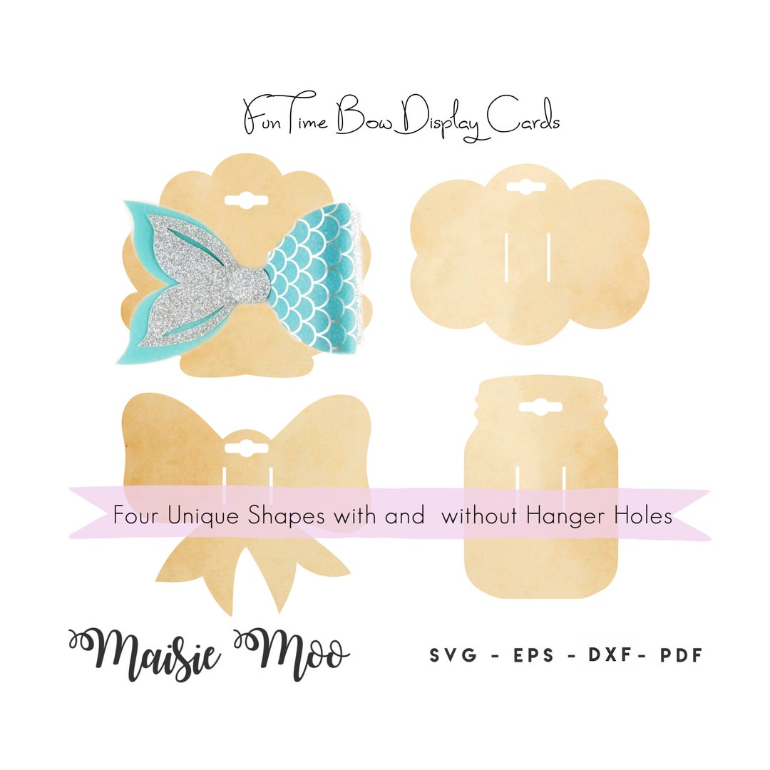 Bow Card SVG, Mason Jar Bow Display Card, Hair Clip Card DXF, Bow Card ...