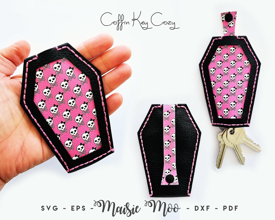 Faux Leather Coffin Key Holder SVG, Goth Keychain Cover Sewing Pattern ...