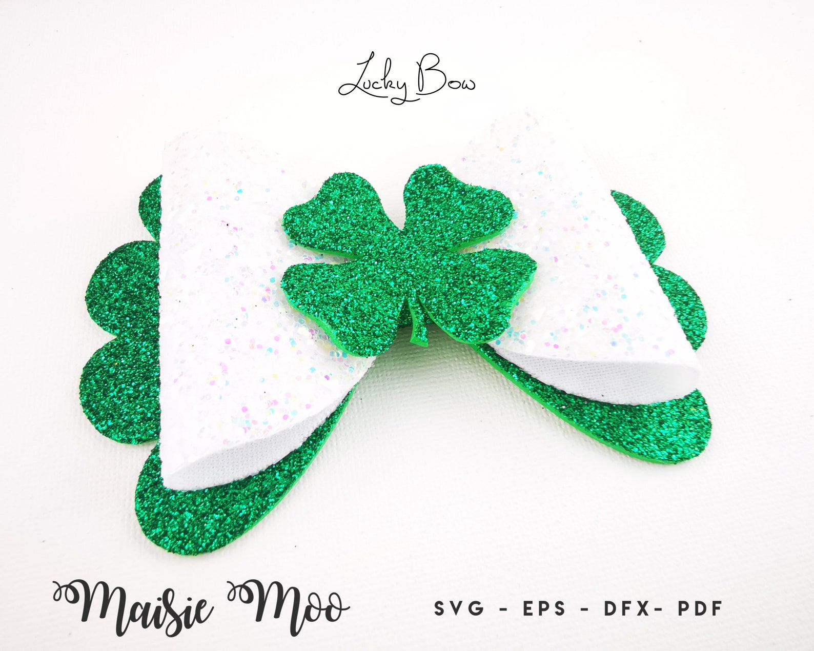 Bow SVG Four Leaf Clover Bow Template Shamrock Faux Leather - Etsy New ...