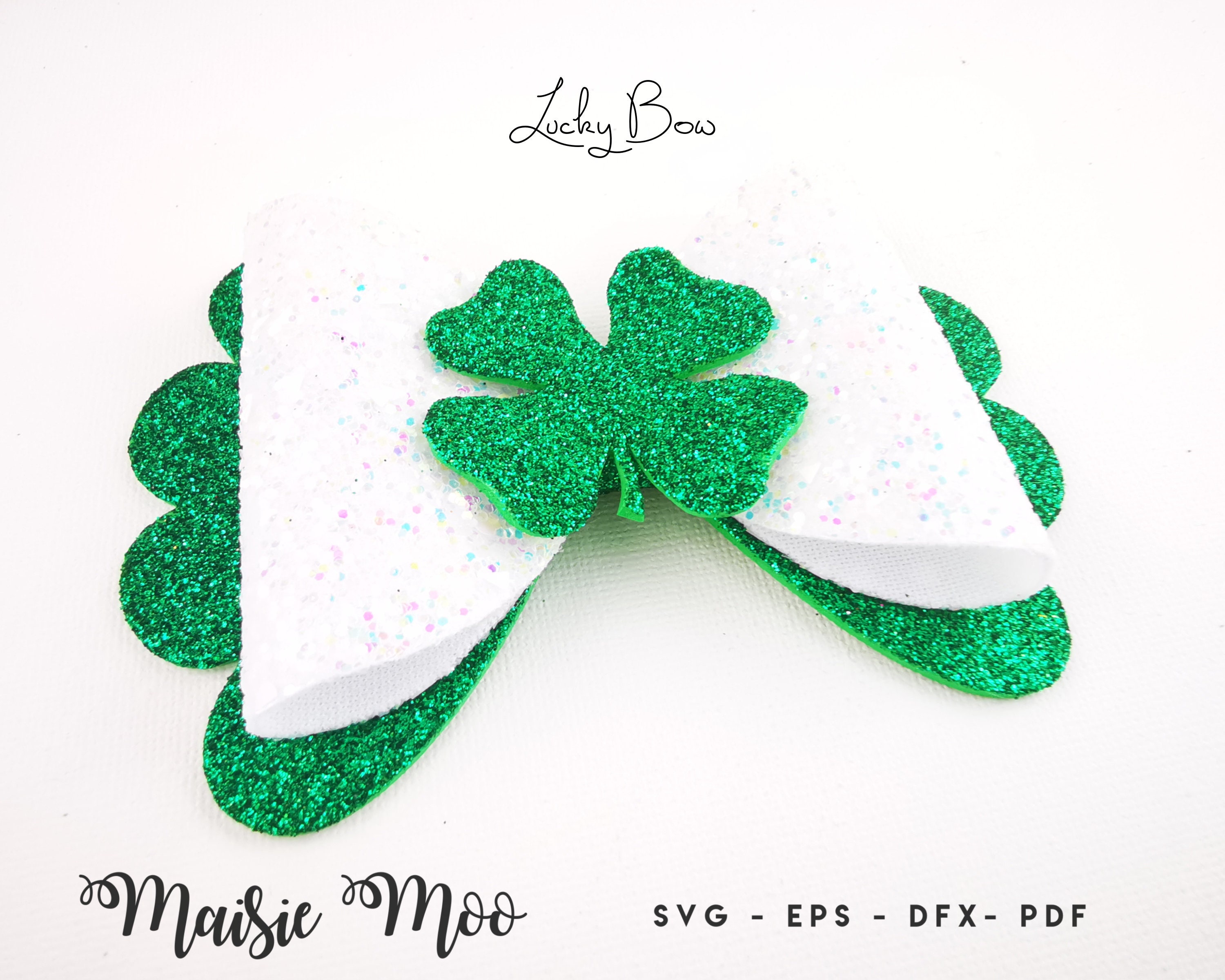 Bow SVG Four Leaf Clover Bow Template Shamrock Faux Leather | Etsy New ...