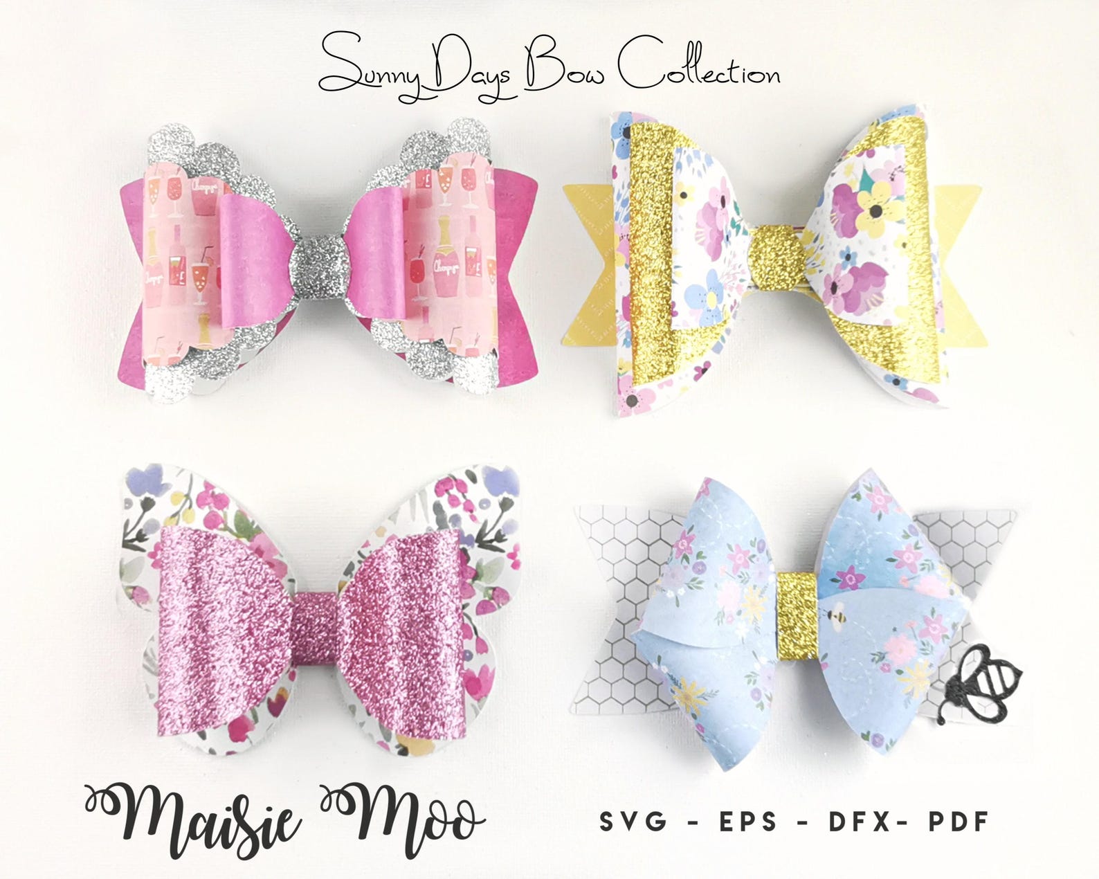 Honey Bee Hair Bow SVG Template, Bow SVG, Felt Bow PDF, Bumble Bee Bow ...