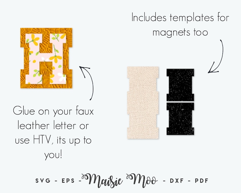 Magnetic Alphabet Bookmark SVG Templates, Faux Leather Initial Letters ...
