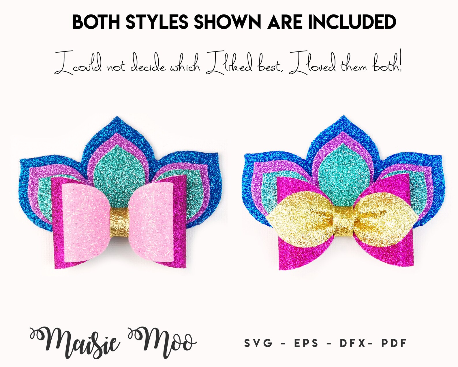 Boho Bow SVG Petal Bow Template Big Hair Bow PDF Peacock - Etsy