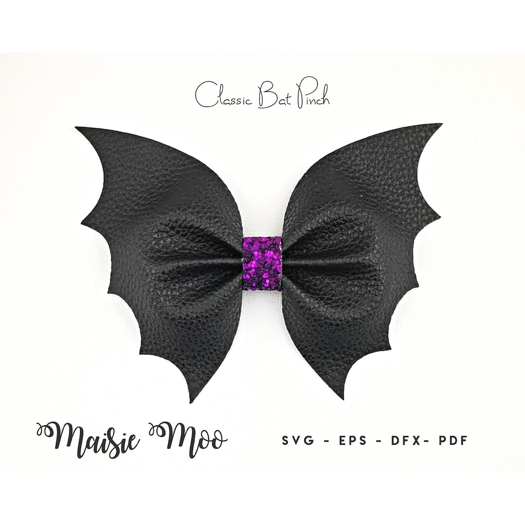 Classic Bat Pinch Hair Bow SVG Halloween Bow Template Bat Wings Bow SVG ...