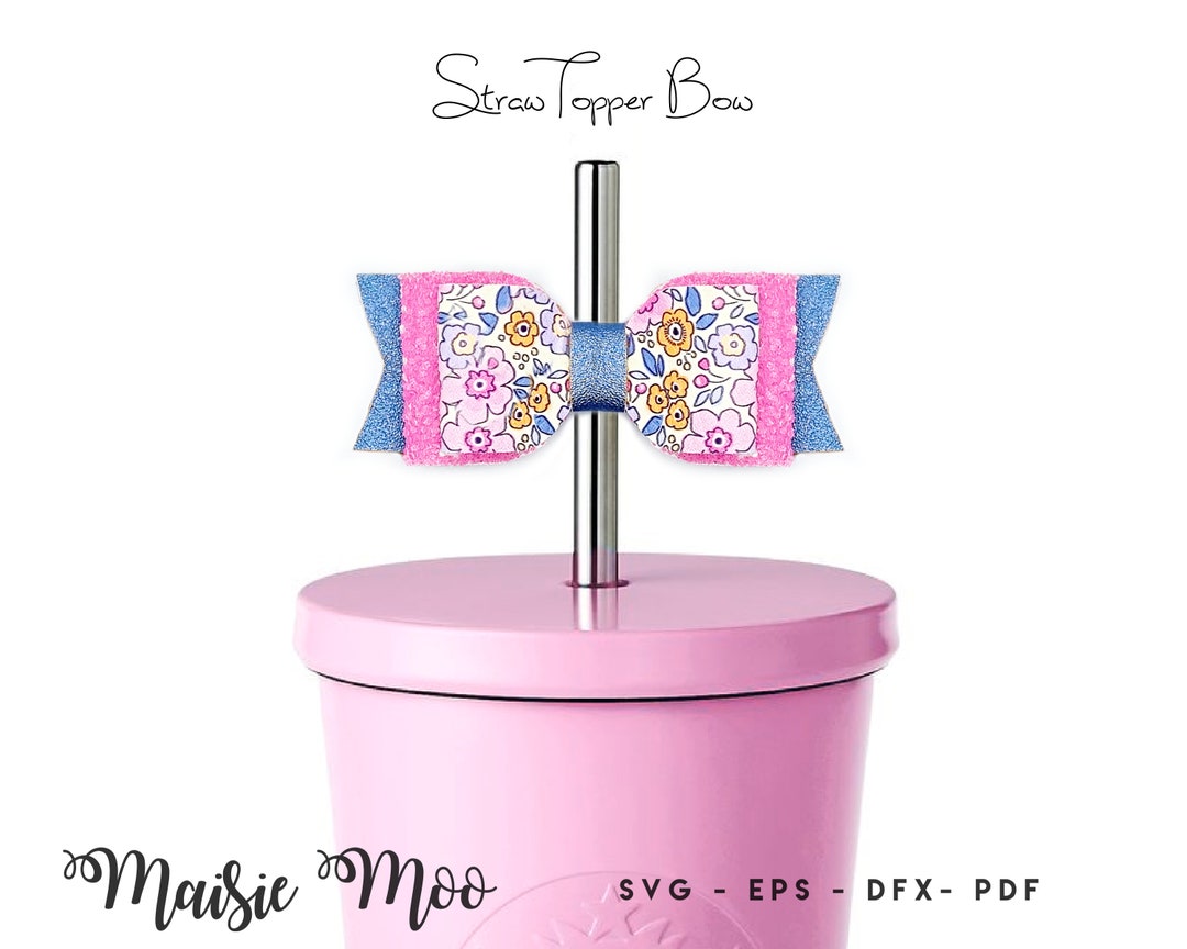Bow Straw Topper SVG Faux Leather Bow Topper Tumbler Bow - Etsy