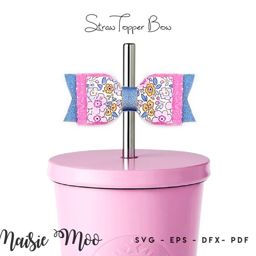 Bow Straw Topper SVG Faux Leather Bow Topper Tumbler Bow | Etsy