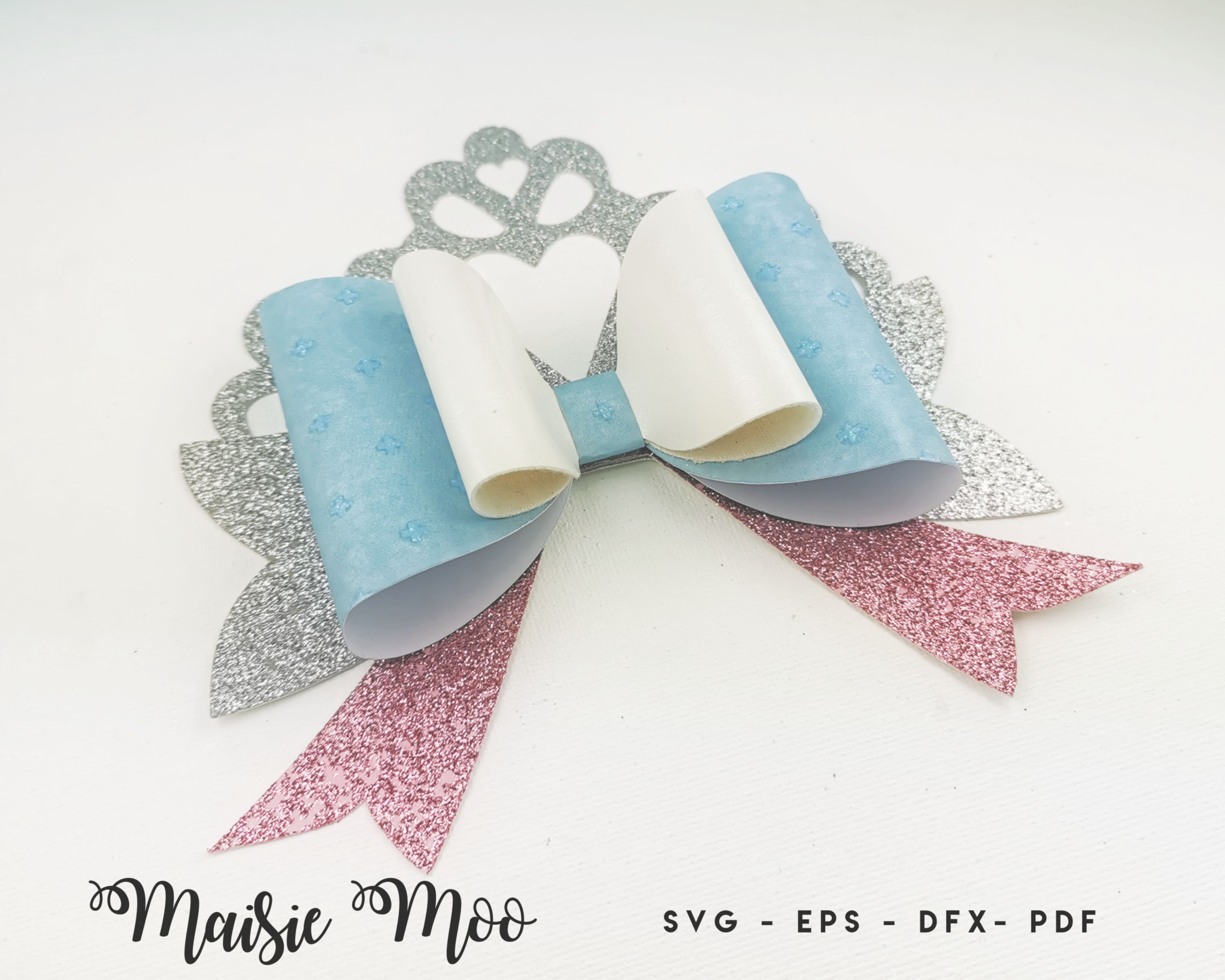 Princess Bow SVG Crown Bow Template SVG Tiara Hair Bow Felt | Etsy