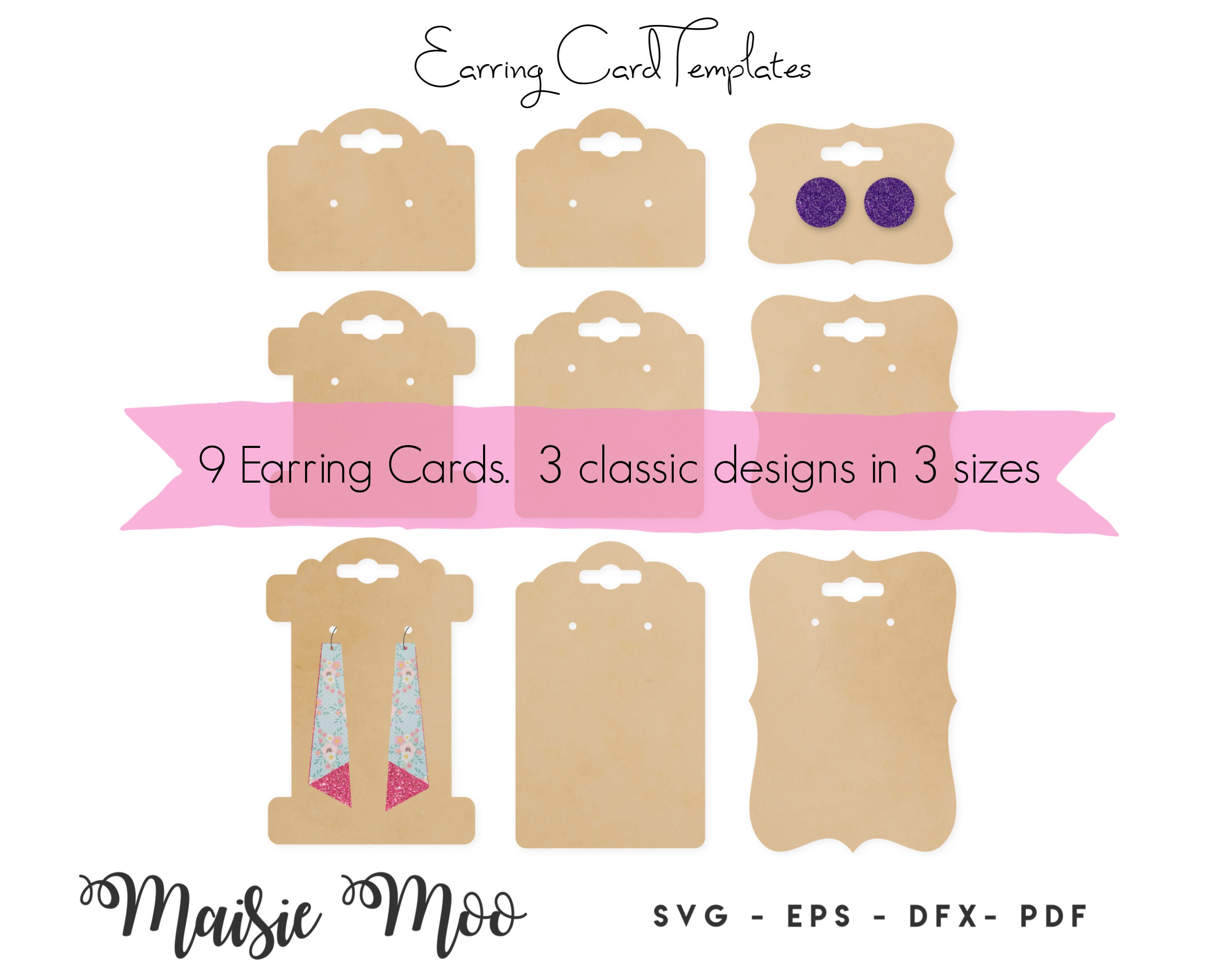 Earring Card SVG Earring Display Card Earing Card DXF Bow | Etsy