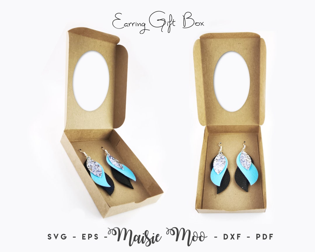 Earring Box Template, Earring Display Box SVG, Keychain Gift Box DXF ...