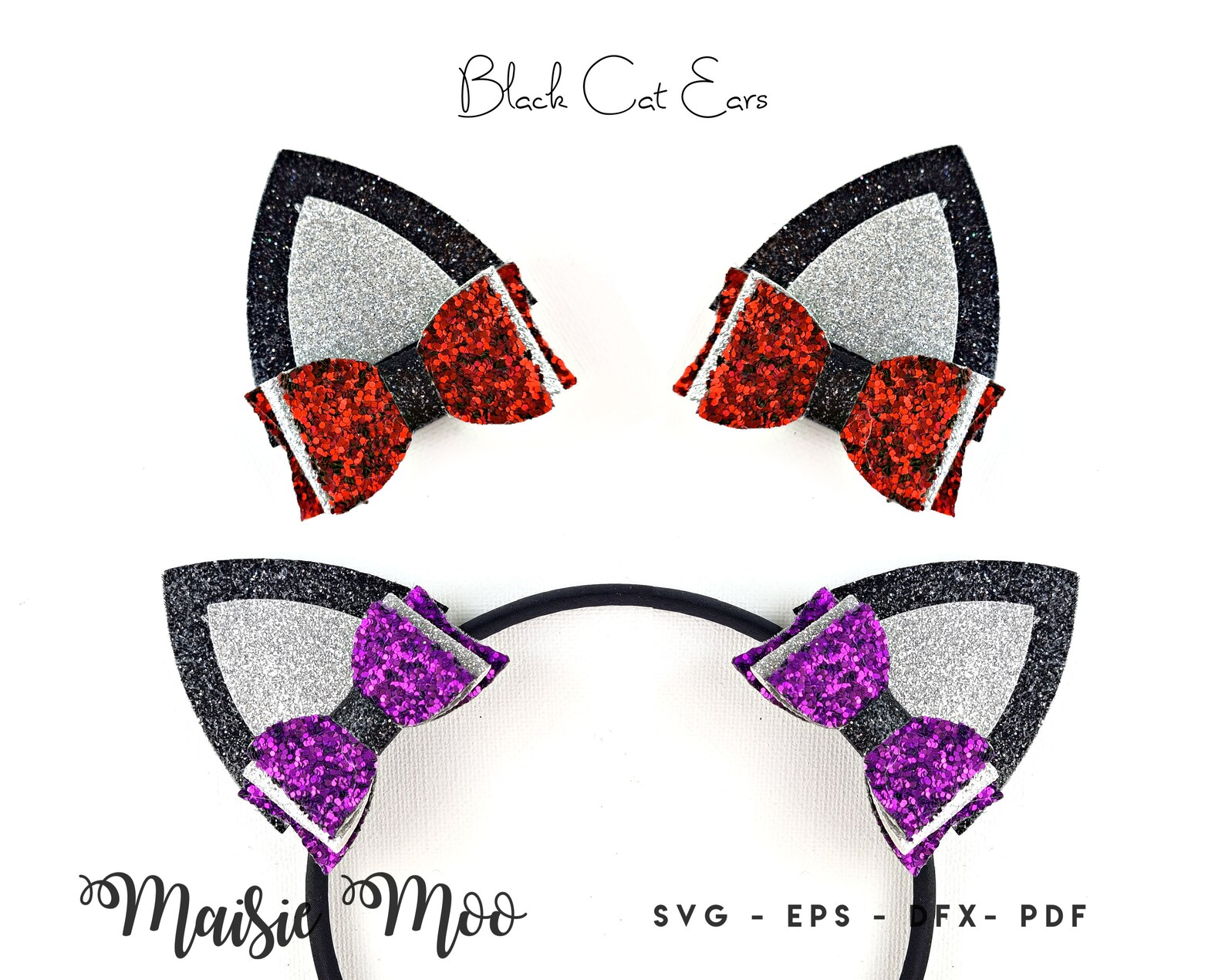 Cat Ears Bow SVG Cat Ears Hairclip Headband Template - Etsy