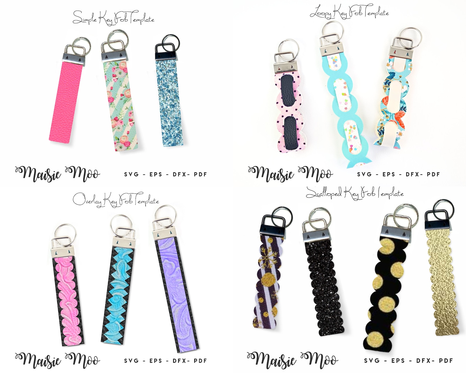 Key Fob SVG Bundle Keychain Wrist Fob Template Collection - Etsy
