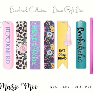 Bookmark SVG, Faux Leather Book Mark, Gift Box Card Stock Template ...