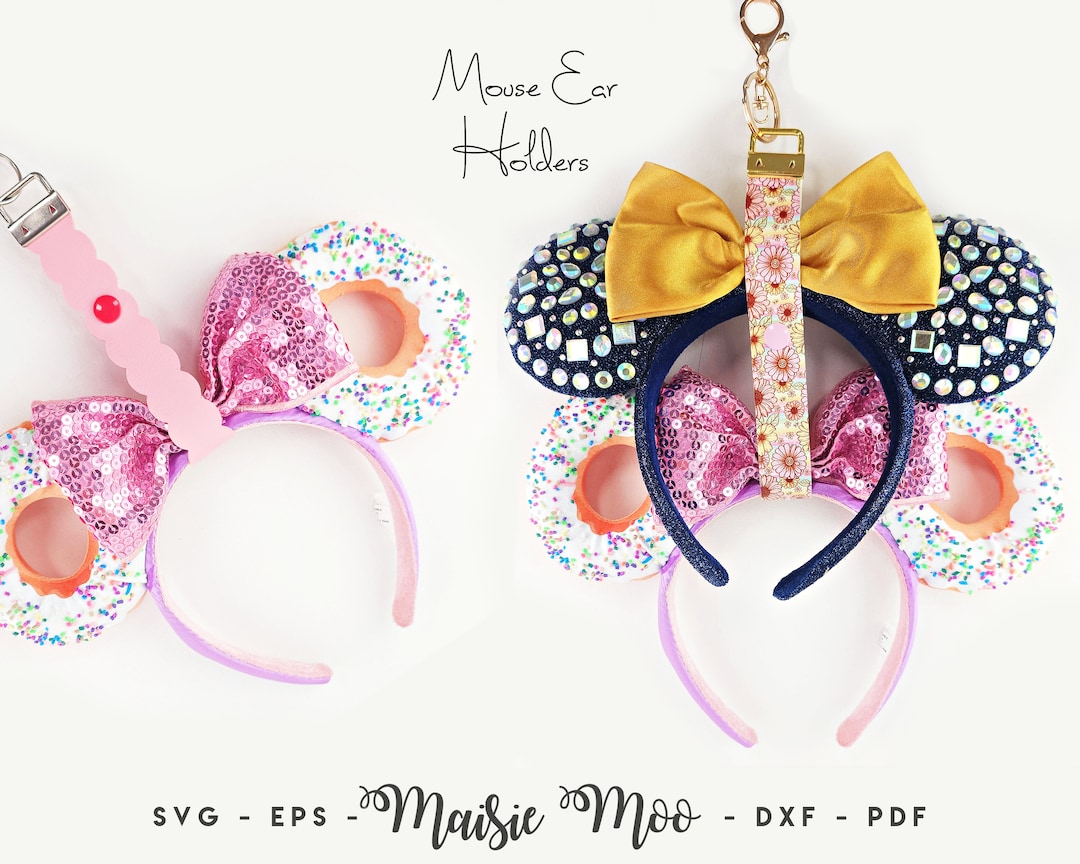 Mouse Ear Holder SVG, Faux Leather Headband Ear Holder Bag Clip, Mouse ...