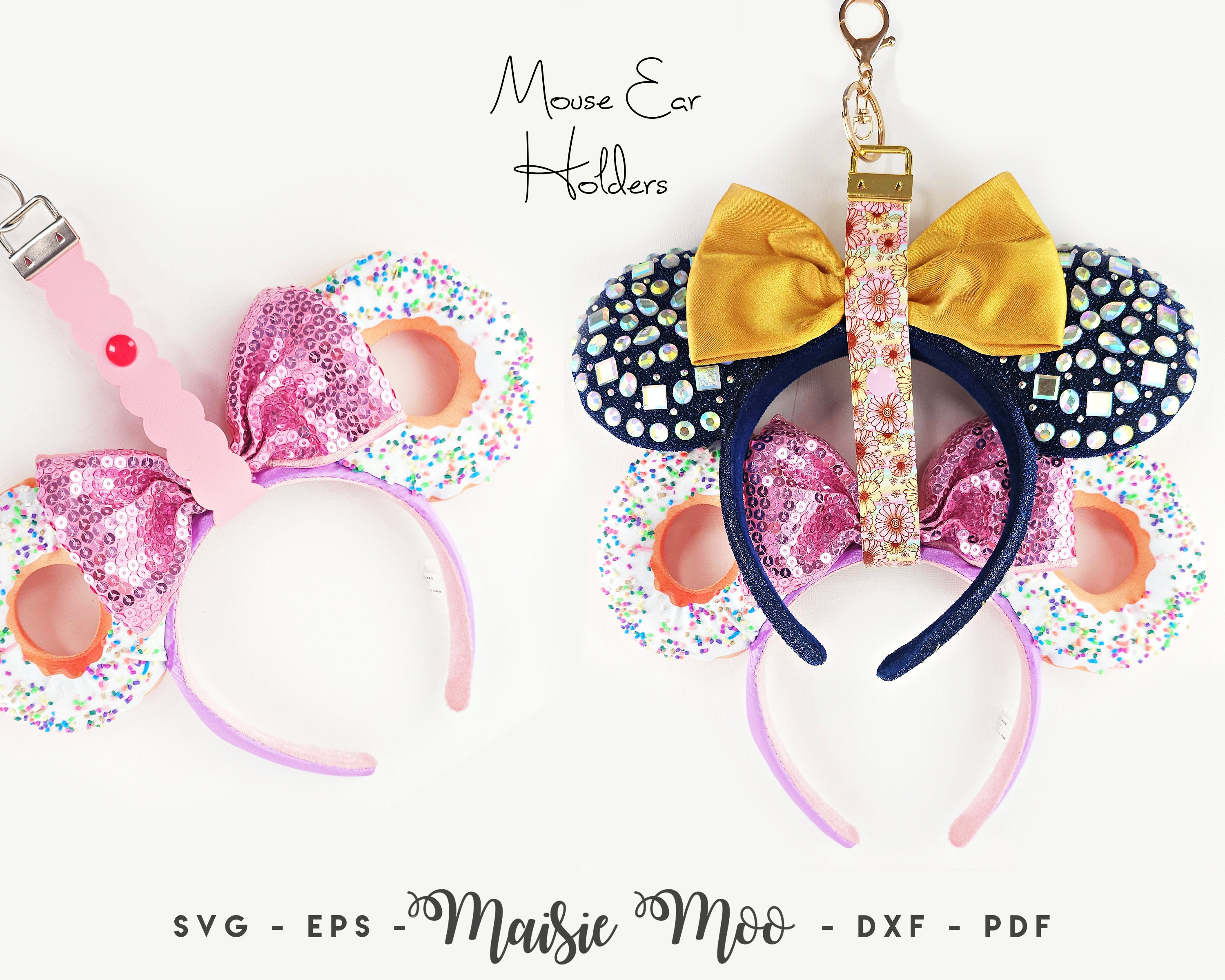 Mouse Ear Holder SVG, Faux Leather Headband Ear Holder Bag Clip, Mouse ...