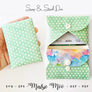 Duo Card & Coin Wallet SVG, Snaps Card Wallet Template, Folded Mini ...