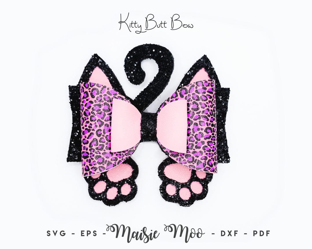 Cat Hair Bow Template SVG, Kitty Butt Bow SVG, Halloween Black Cat Bow ...