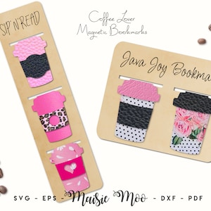 Coffee Lover Bookmark SVG, Magnetic Bookmark Template, Book Lover Gift ...