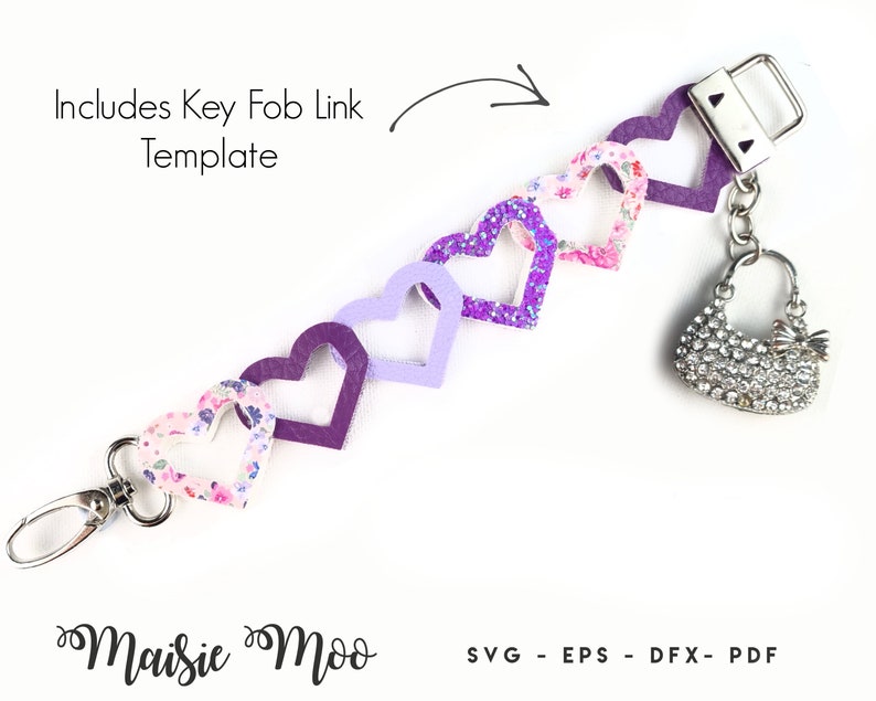 Heart Link De Link SVG Template Bracelet SVG | Valentine Faux Leather ...