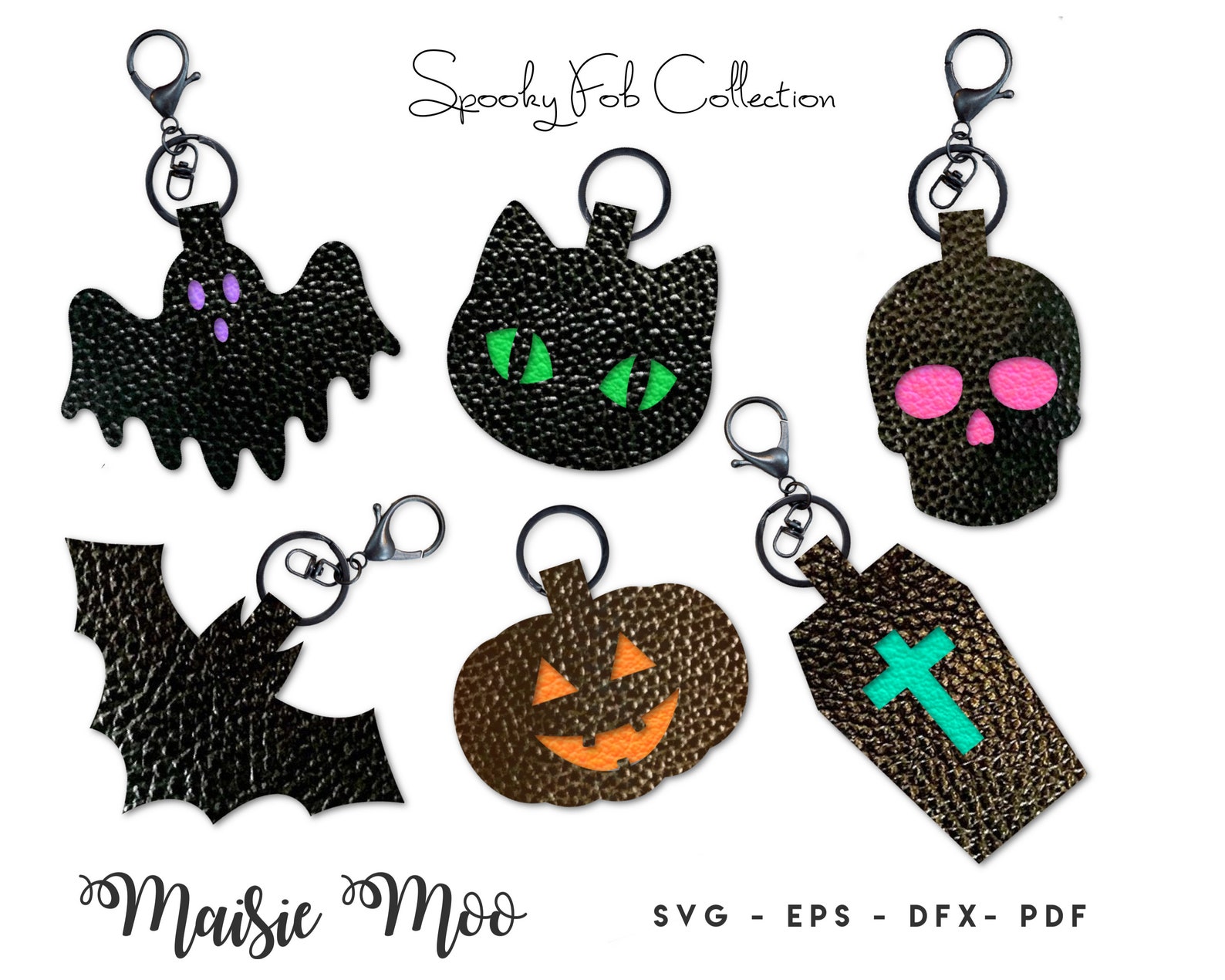 Halloween Key Fob SVG Bat Skull Black Cat Coffin Ghost - Etsy Canada