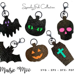 Halloween Key Fob SVG Bat Skull Black Cat Coffin Ghost - Etsy Canada