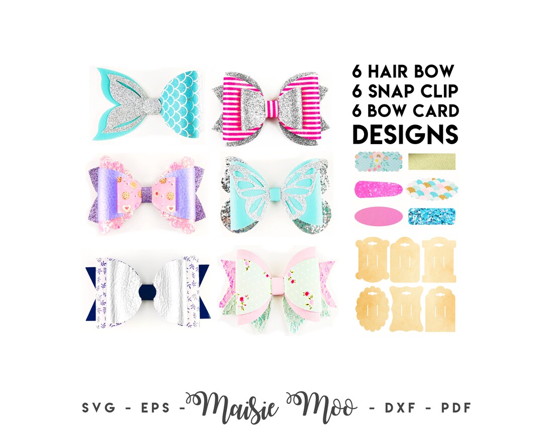 Hair Bow Templates, Bow SVG Bundle | Hair Bow Starter Pack | Bow ...