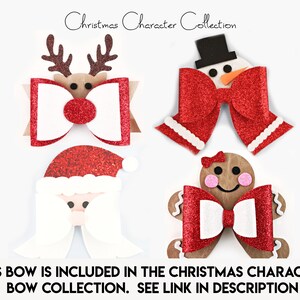 Christmas Bow SVG, Snowman Bow Template, Frosty Hair Bow SVG, Felt Bow ...