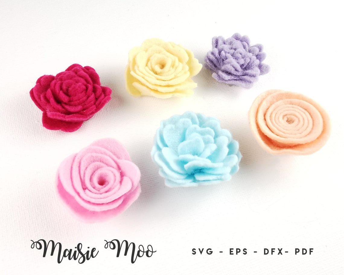 Rolled Felt Flower SVG Felt Flower Template felt Flower PDF - Etsy