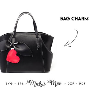 Faux Leather Bag Charm Pattern, Keychain SVG, Butterfly, Flowers, Plump ...