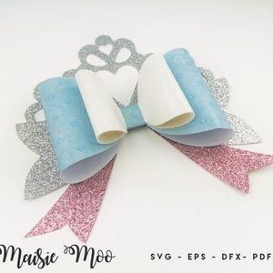 Princess Bow SVG, Crown Bow Template SVG, Tiara Hair Bow, Felt Bow PDF ...