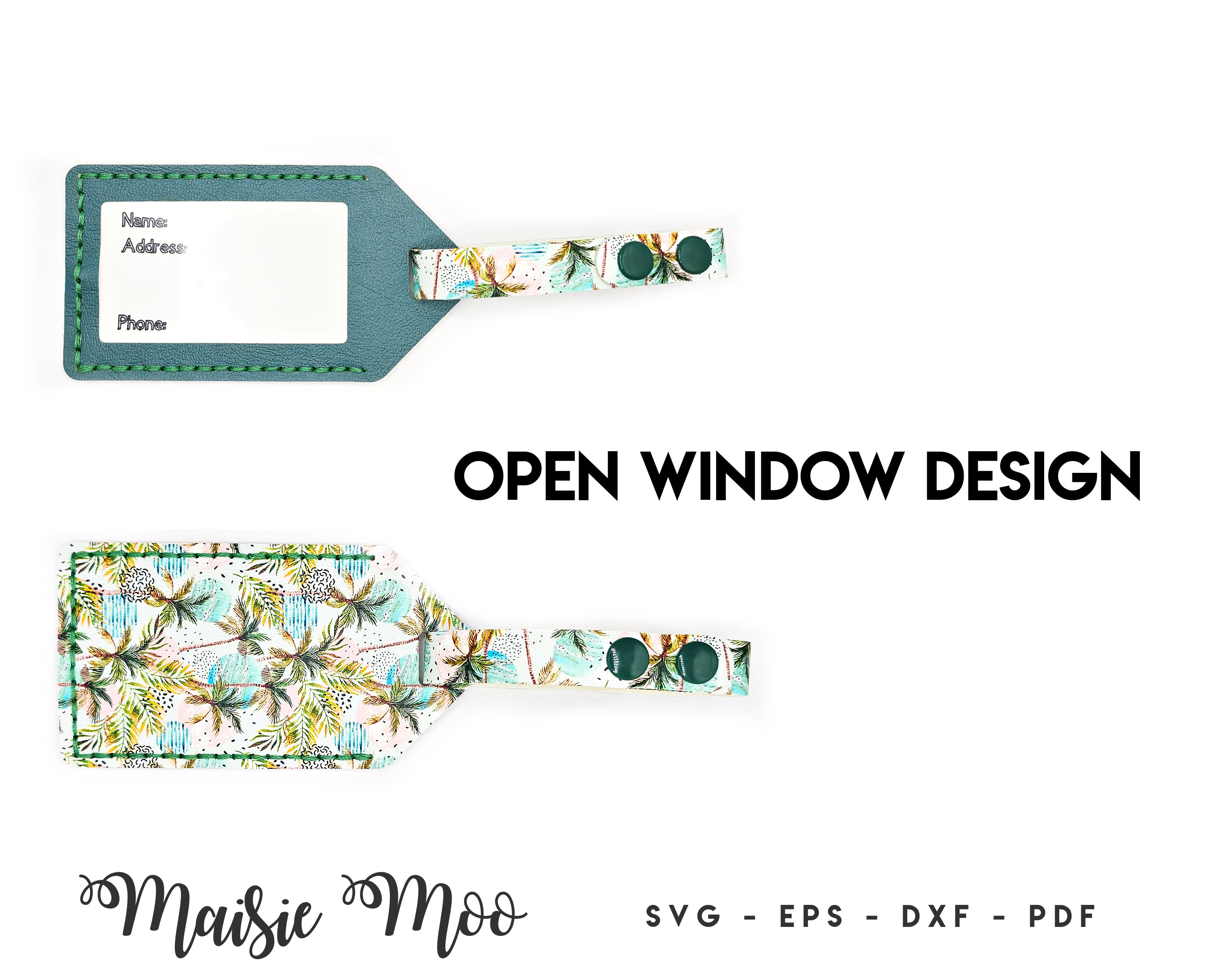 Luggage Tag SVG | Easy Stitch Travel Tag Template | Faux Leather Bag ...