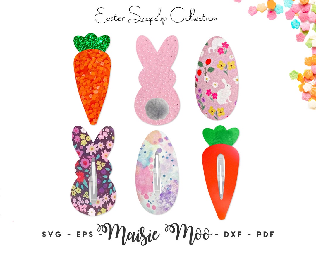 Easter Snap Clip SVG, Bunny Carrot Snapclip Template, Bow SVG, Easter ...
