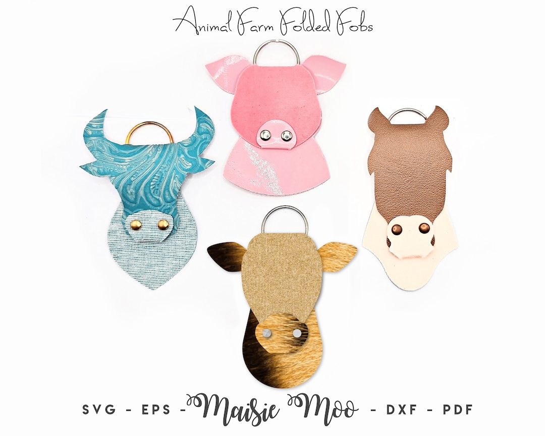 Leather Western Farm Animal Keychain SVG | Cow Key Fob | Horse, Bull ...