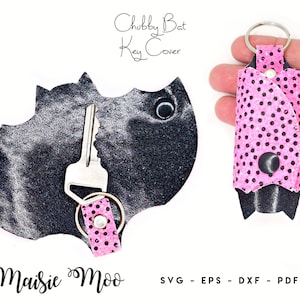 Goth Bat Wing Keychain SVG | Mans Bat Key Cover Template Key Wrap Bag ...
