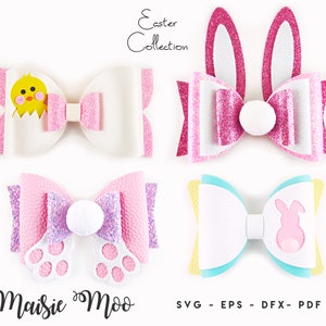 Easter Bunny Bow SVG, Bunny Ears Bow SVG, Rabbit Bow PDF, Easter Hair ...