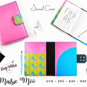 A5 Notebook Cover Pattern SVG Template | Hand Stitched Faux Leather ...