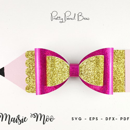 Pencil Bow SVG Back to School Bow Template SVG Hair Bow | Etsy