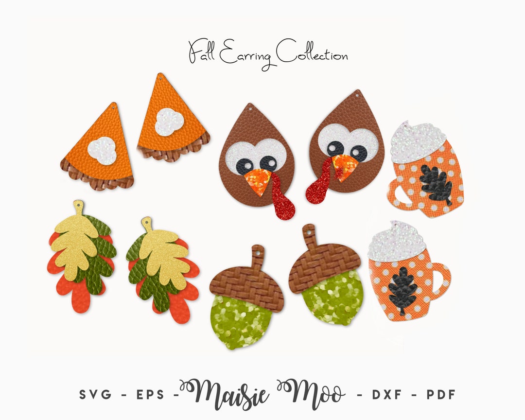 Thanksgiving Earring SVG | Fall Autumn Faux Leather Earring Templates ...
