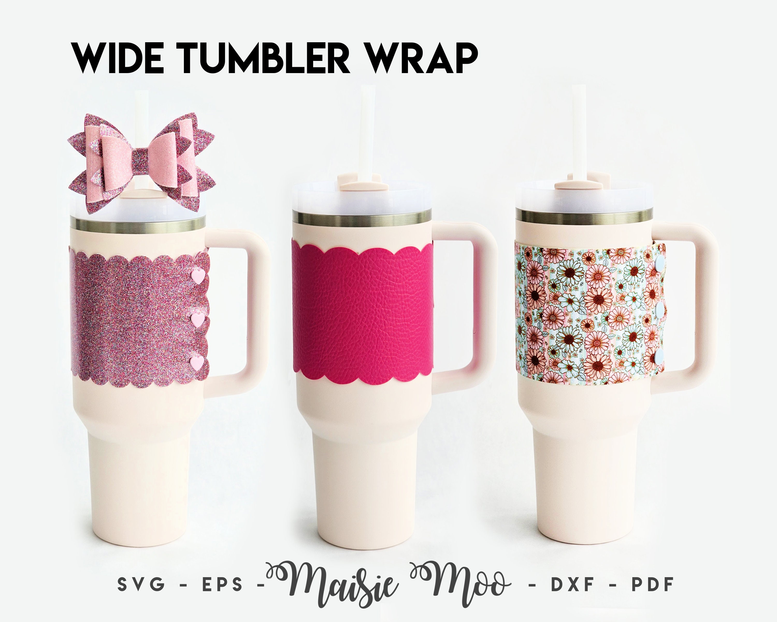 40oz Tumbler Wrap SVG, Faux Leather Tumbler Cup Cuff Template, Cup ...