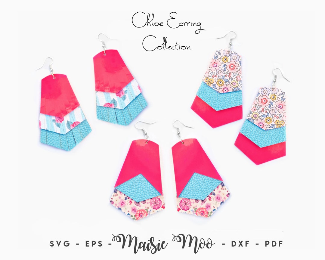 Cricut Earring SVG | Fringe Faux Leather Earring Templates | Layered ...