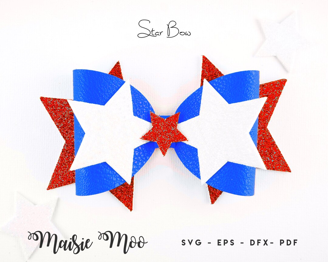 Star Bow SVG, Superstar Bow Template, Stars Hair Bow SVG, Cricut Bow ...