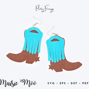 Cowgirl Boot Earring SVG | Faux Leather Earring Templates | Texas Boho ...