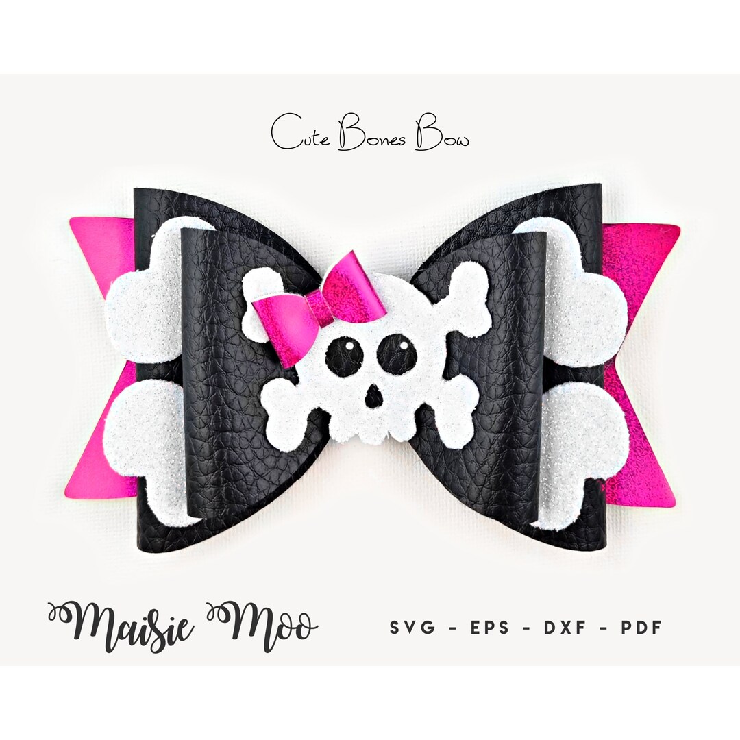 Cute Skull & Bones Bow SVG Halloween Bow Template Pirate - Etsy UK