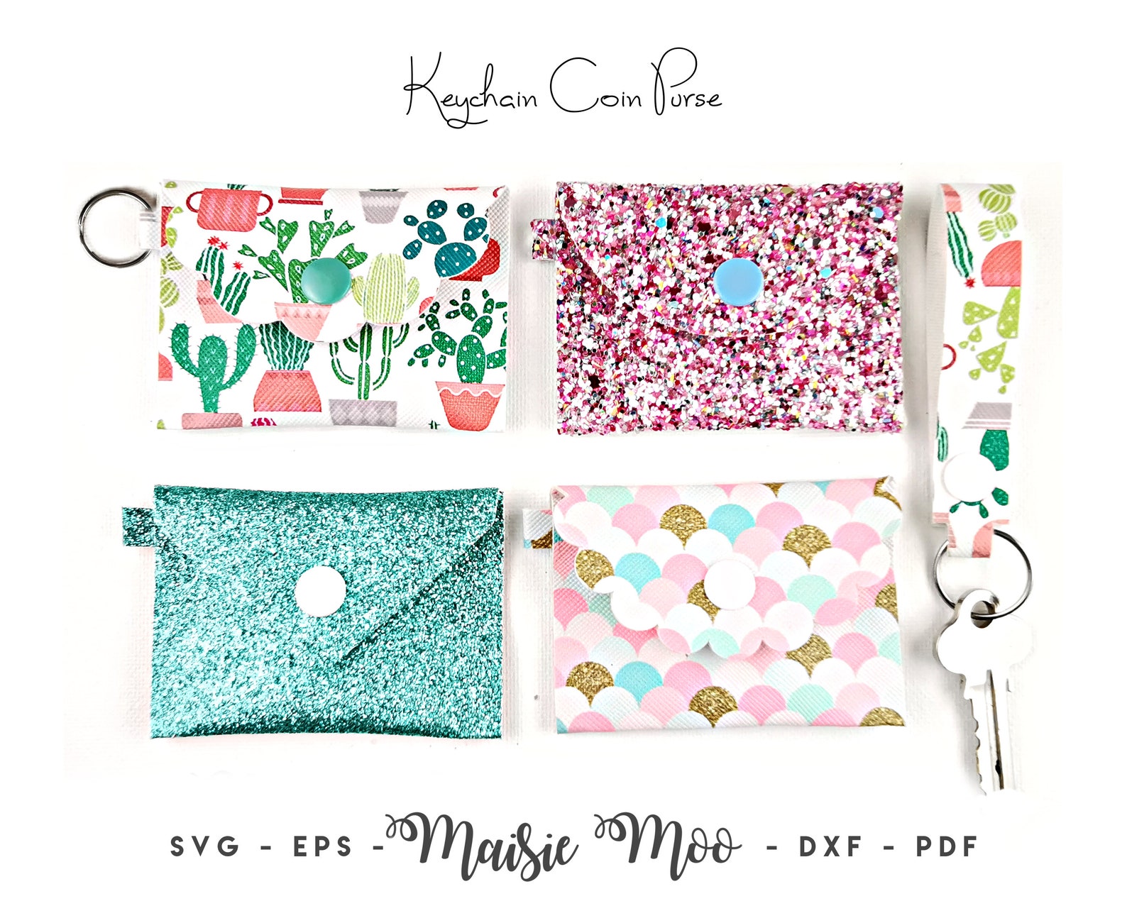 Keychain Coin Purse SVG Bundle, Keyring Coinpurse Template, Clutch ...