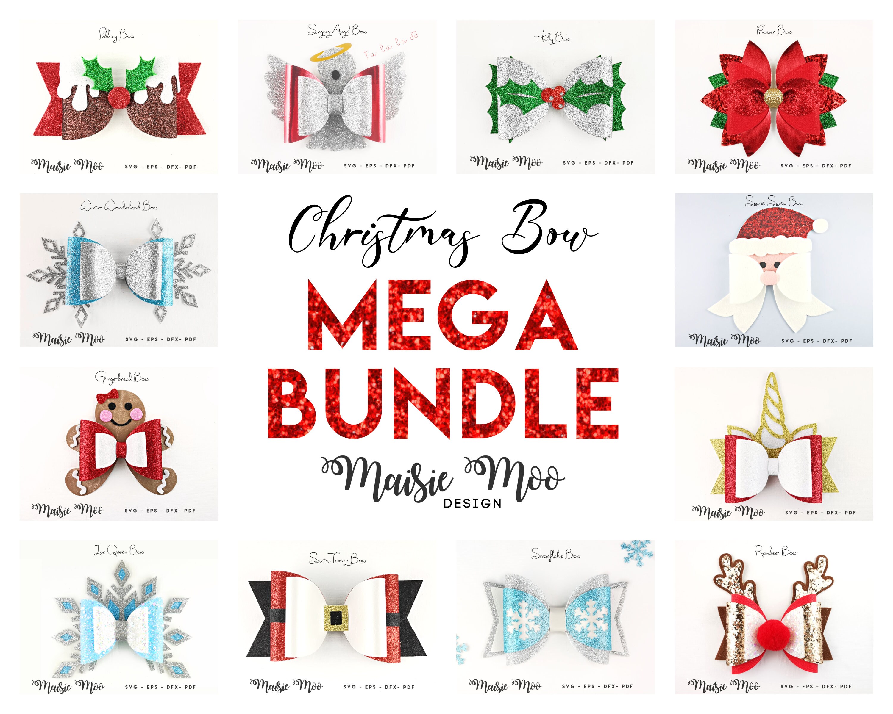 Christmas Bow SVG Bundle, Christmas Bow Template SVG, Bow Bundle SVG ...