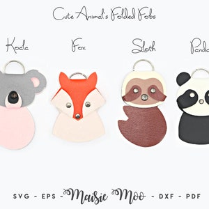 Folded Cute Animal Keychain SVG | Sloth Key Fob | Fox, Panda, Koala Bag ...