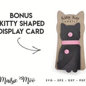 Pussy Cat Key Wrap Fob SVG | Kitty Cat Key Cover Template Keychain Bag ...