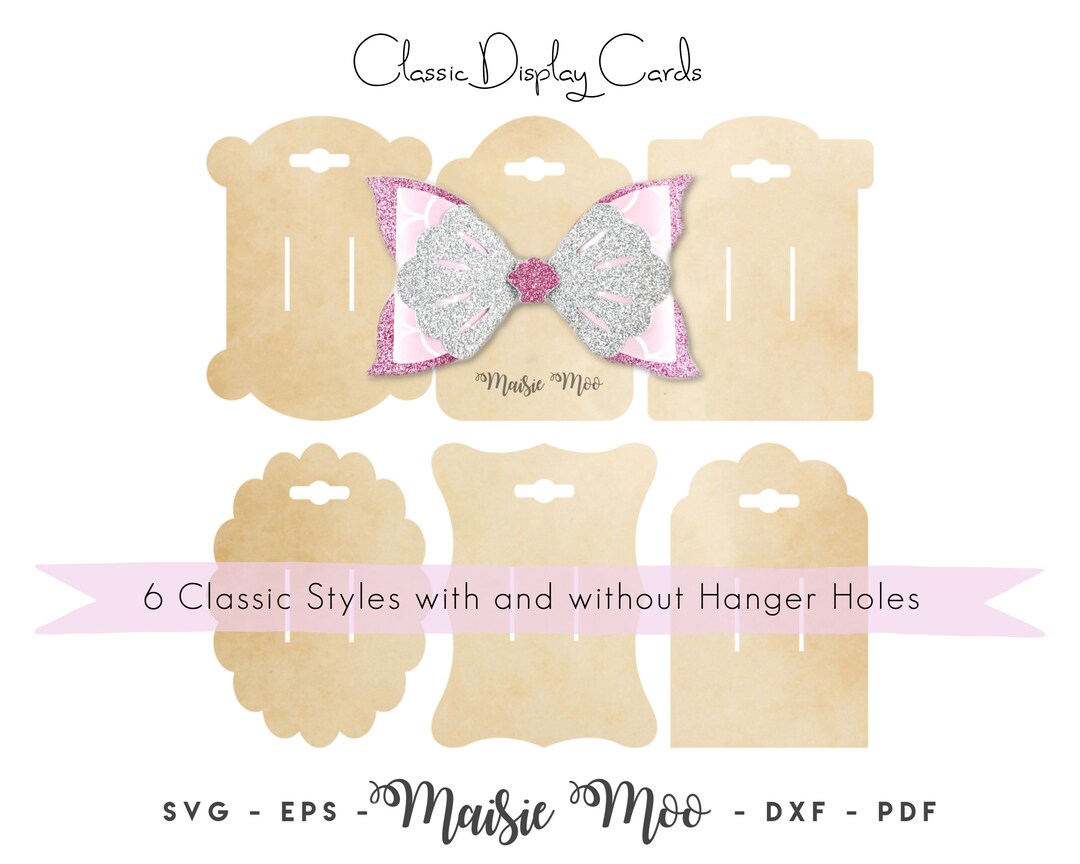 Bow Card SVG, Bow Display Card, Hair Clip Card DXF, Bow Card Template ...
