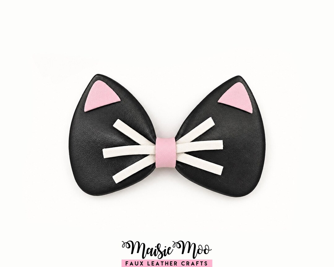 Cat Hair Bow SVG Template, Faux Leather Bow for Cricut, Cute Animal Bow ...