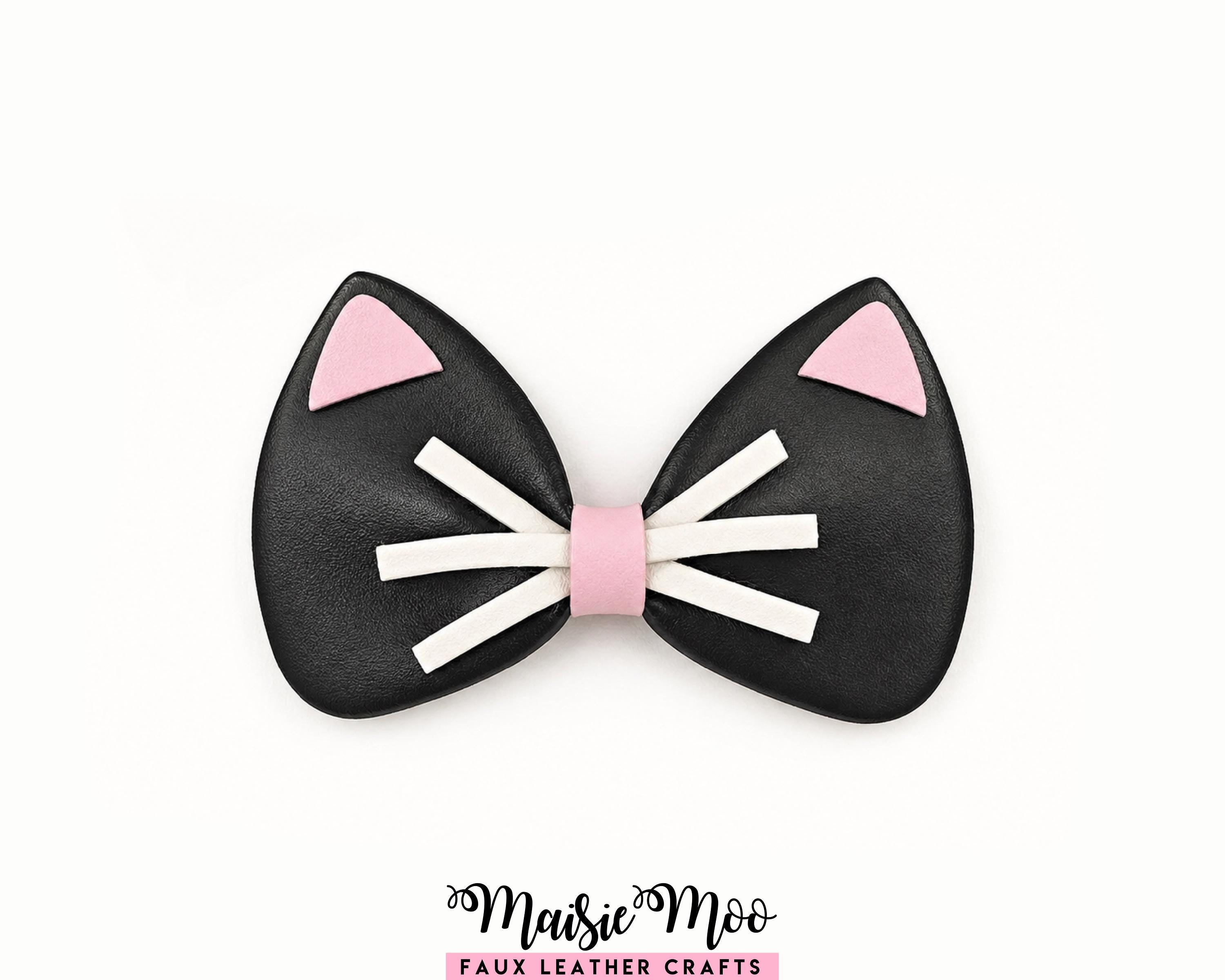 Cat Hair Bow SVG Template, Faux Leather Bow for Cricut, Cute Animal Bow ...